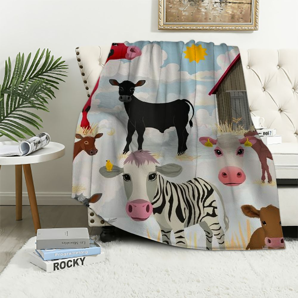 BCIIG Farm Animals and Barn Throw Blanket Goat Lamb Chick Horse Cow ...
