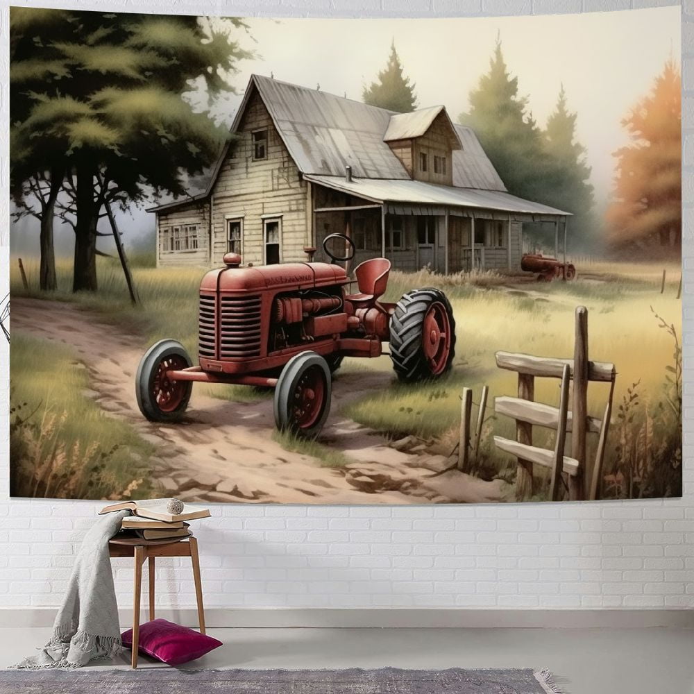 BCIIG Farm House Tractor Fence Tapestry Wall Hanging Unique Style ...