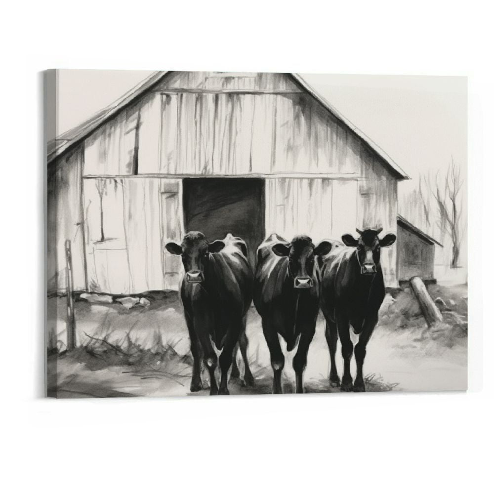 BCIIG Farmhouse Animal Wall Art Cow Painting Rustic Cow Wall Art ...