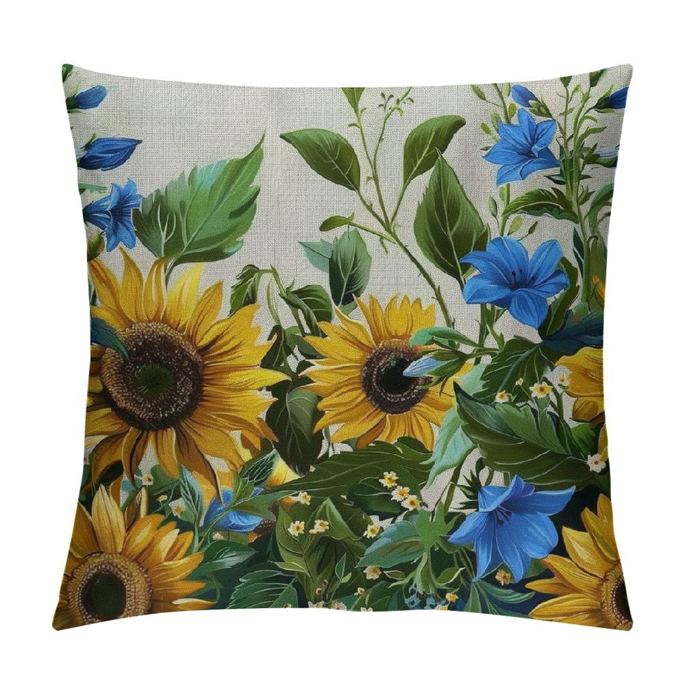 BCIIG Farmhouse Floral Pillow Cover 18x18, Sunflower Pillow Cover ...