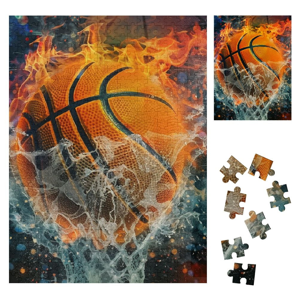 BCIIG Fire Basketball Wooden Jigsaw Puzzle Vertical Style Eco-Friendly ...