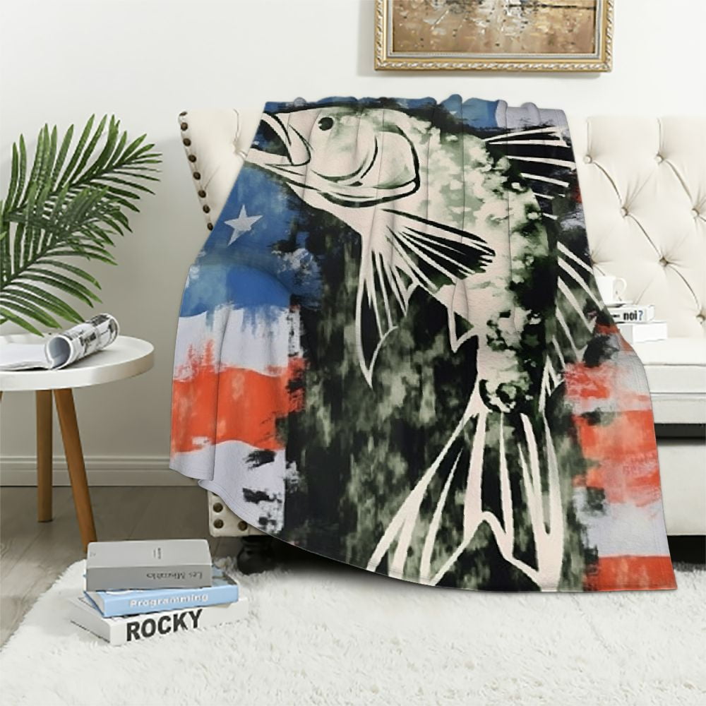 BCIIG Fish Flag Alaska Warm Lightweight Blanket Soft Fleece Blankets ...