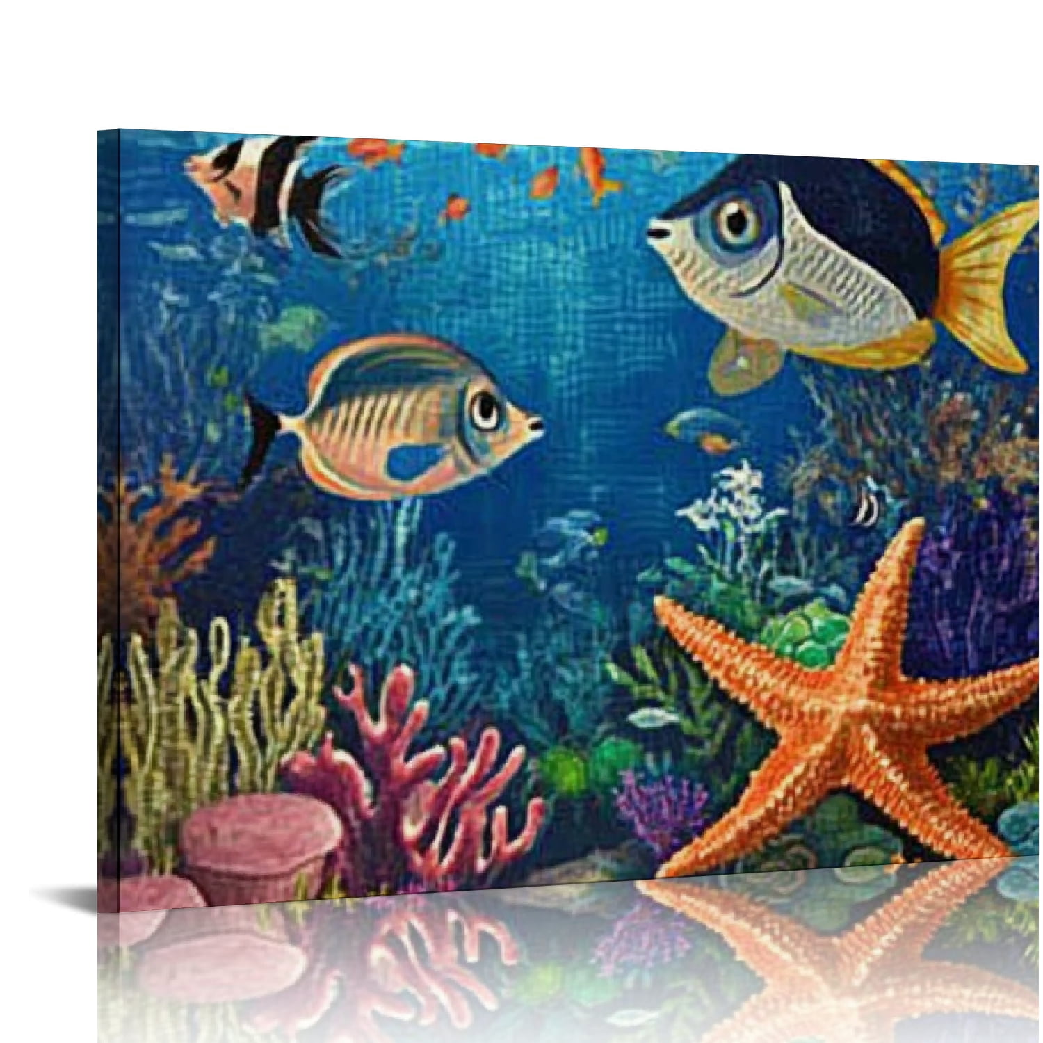 BCIIG Fish Starfish Coral Reef Art Modern Canvas Prints for Living Room ...