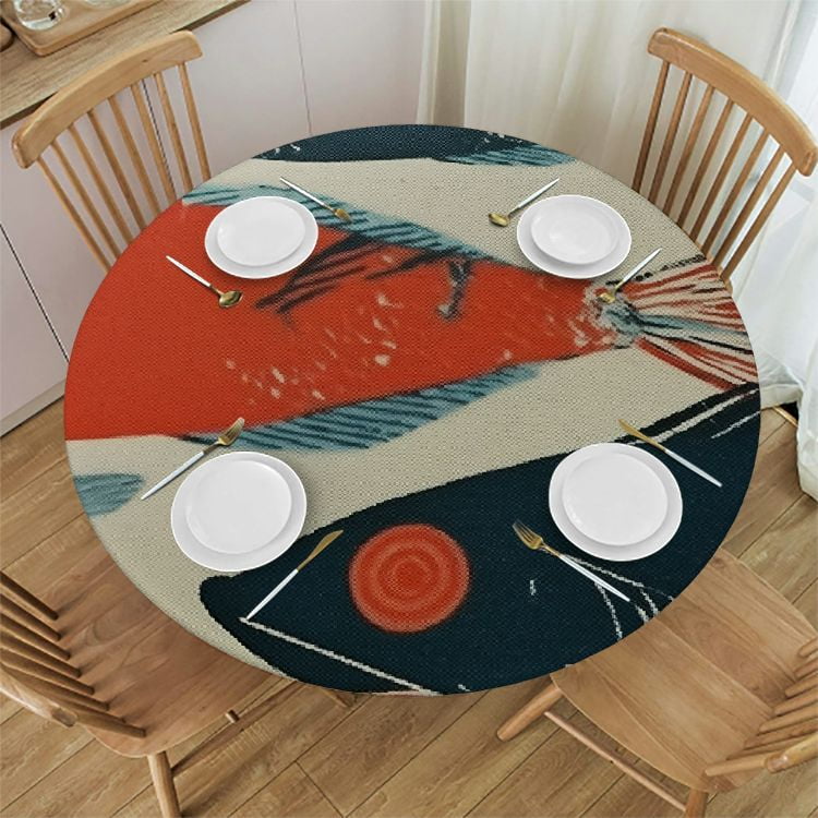 BCIIG Fish Theme Round Tablecloth 100% Polyester Table Cover Outdoor ...