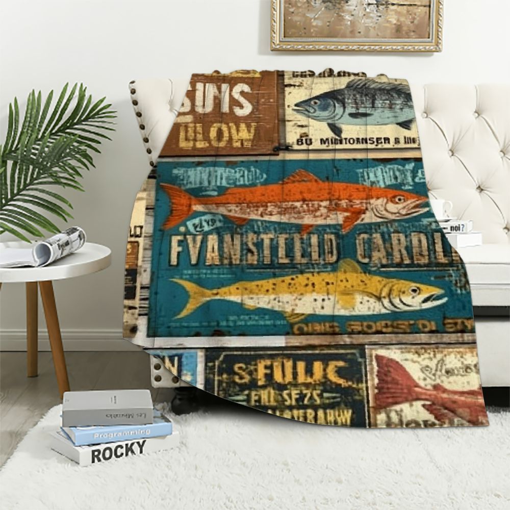 BCIIG Fish Theme Warm Lightweight Soft Fleece Blanket Throw Blanket for ...