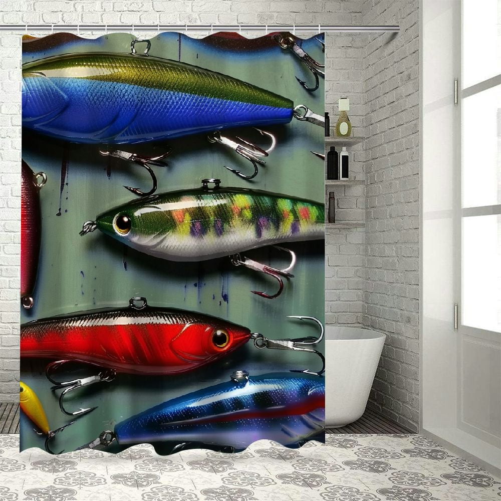 BCIIG Fishing Lures Bathroom Decor Set with Hooks, Colorful Luxurious ...
