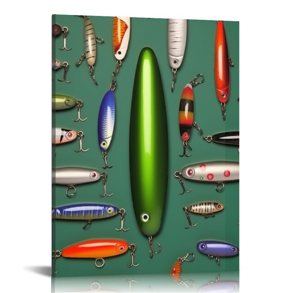BCIIG Fishing Lures Wall Art for Home Office Decor, Canvas Painting for ...