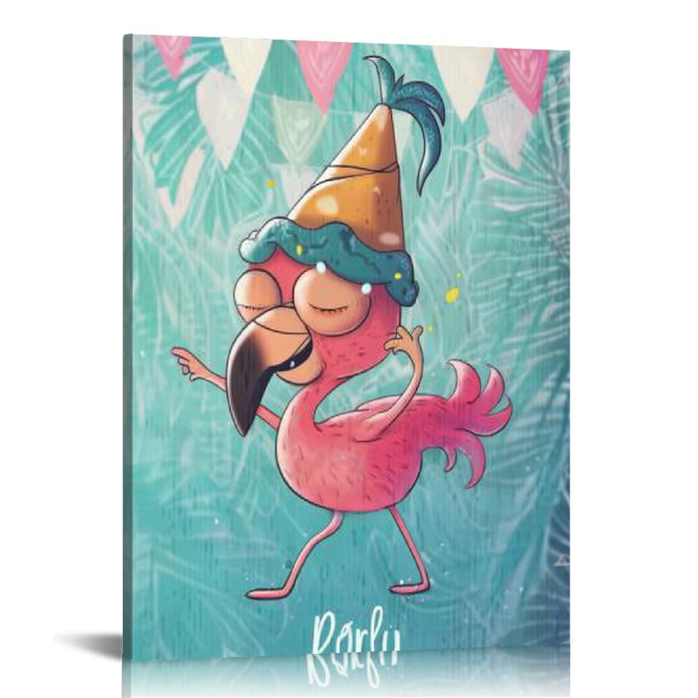 BCIIG Flamingo Print Canvas Wall Art for Living Room Bedroom Office ...