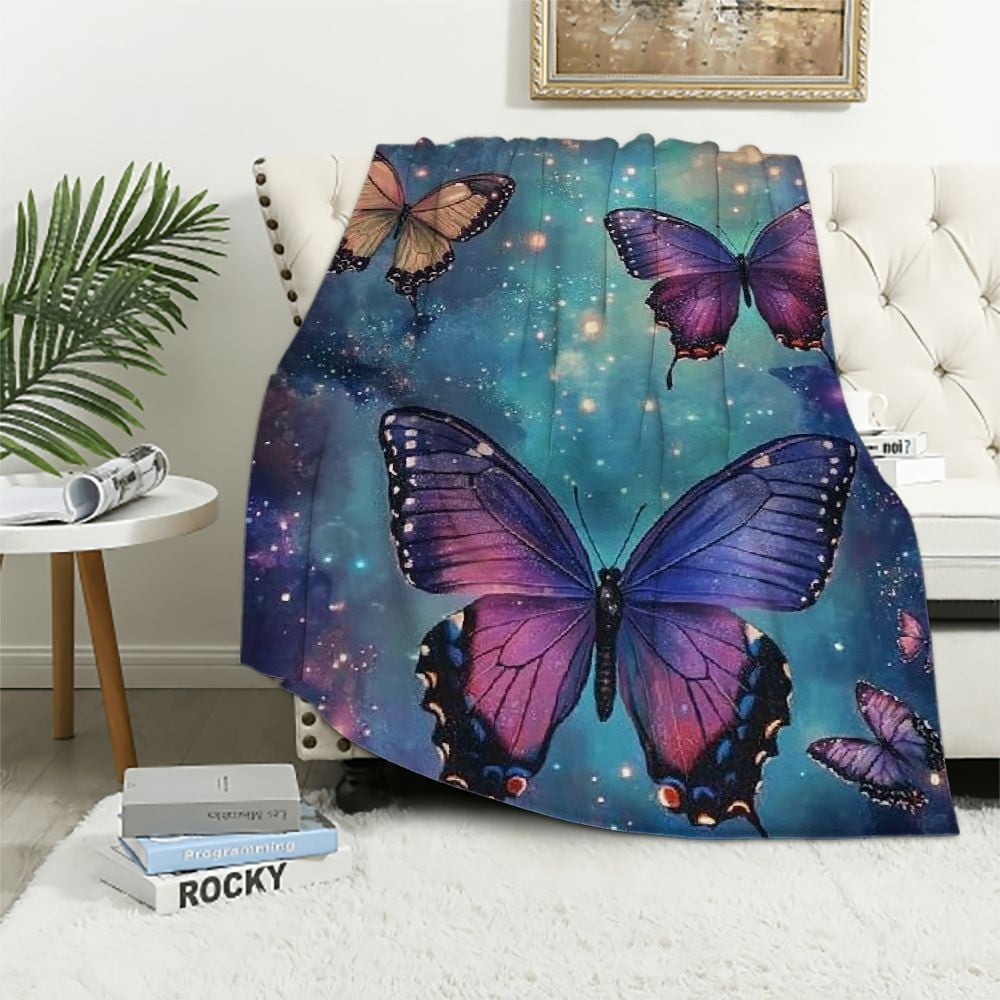 BCIIG Flannel Blanket with Magical Design Featuring Purple and Blue ...