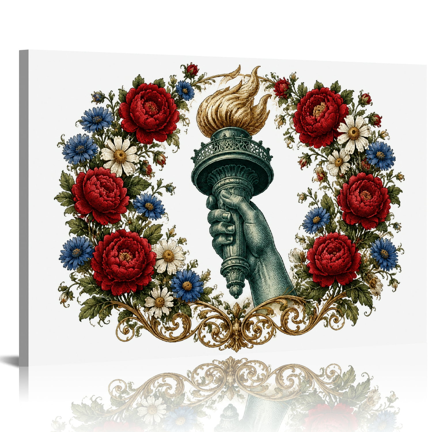BCIIG Floral Liberty Torch Design Ready An Excellent Gift Choice, Wall ...