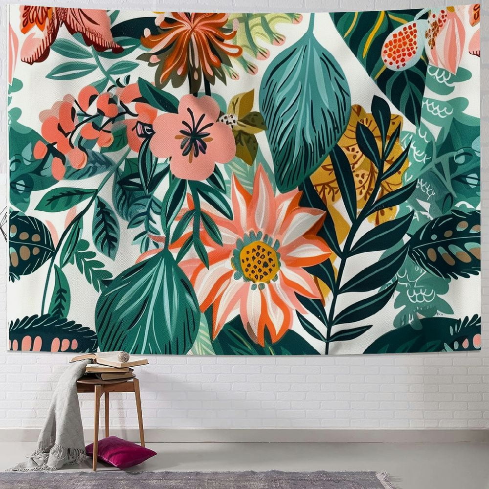 BCIIG Floral Pattern Green Leafy Plant Tapestry Wall Hanging Unique ...