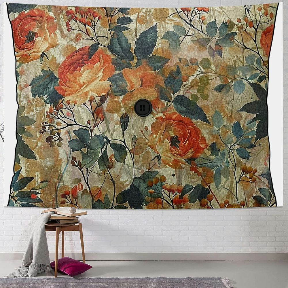 BCIIG Floral Pattern Tapestry Wall Hanging Unique Style Graphic ...