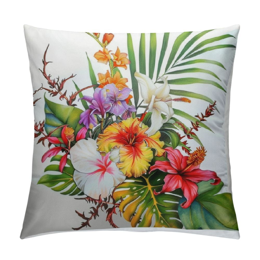BCIIG Flower Arrangement Leafy Design Graphic Decorative Cushion Cover ...