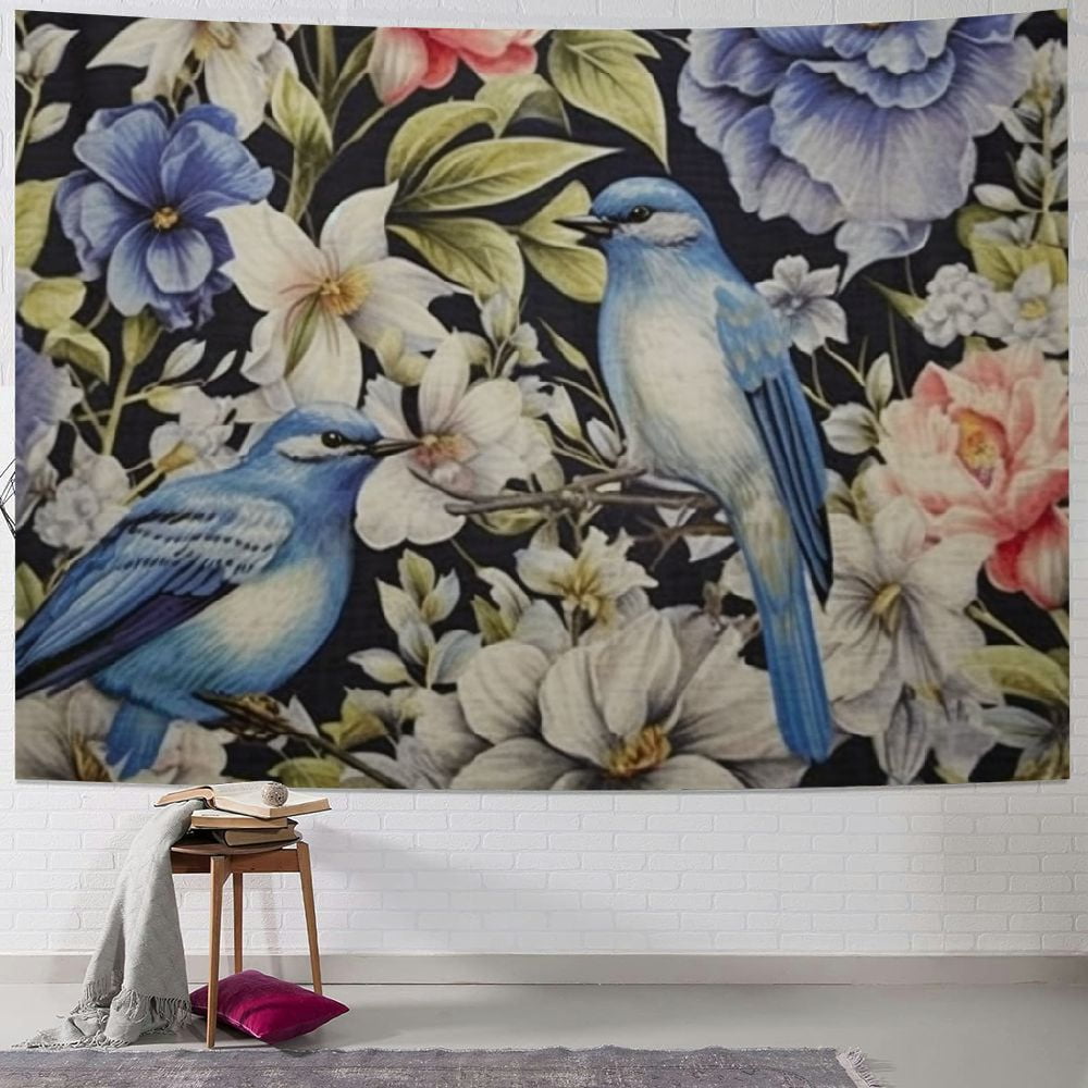 BCIIG Flower Bird Pattern Tapestry Wall Hanging Unique Style Graphic ...