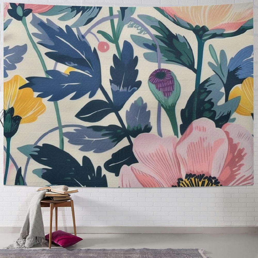 BCIIG Flower Pattern Tapestry Wall Hanging Unique Style Graphic ...