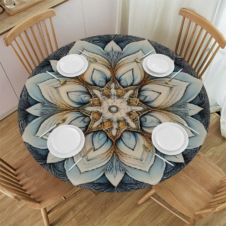 BCIIG Flower Sky Sacred Geometry Round Tablecloth Stain-Resistant ...
