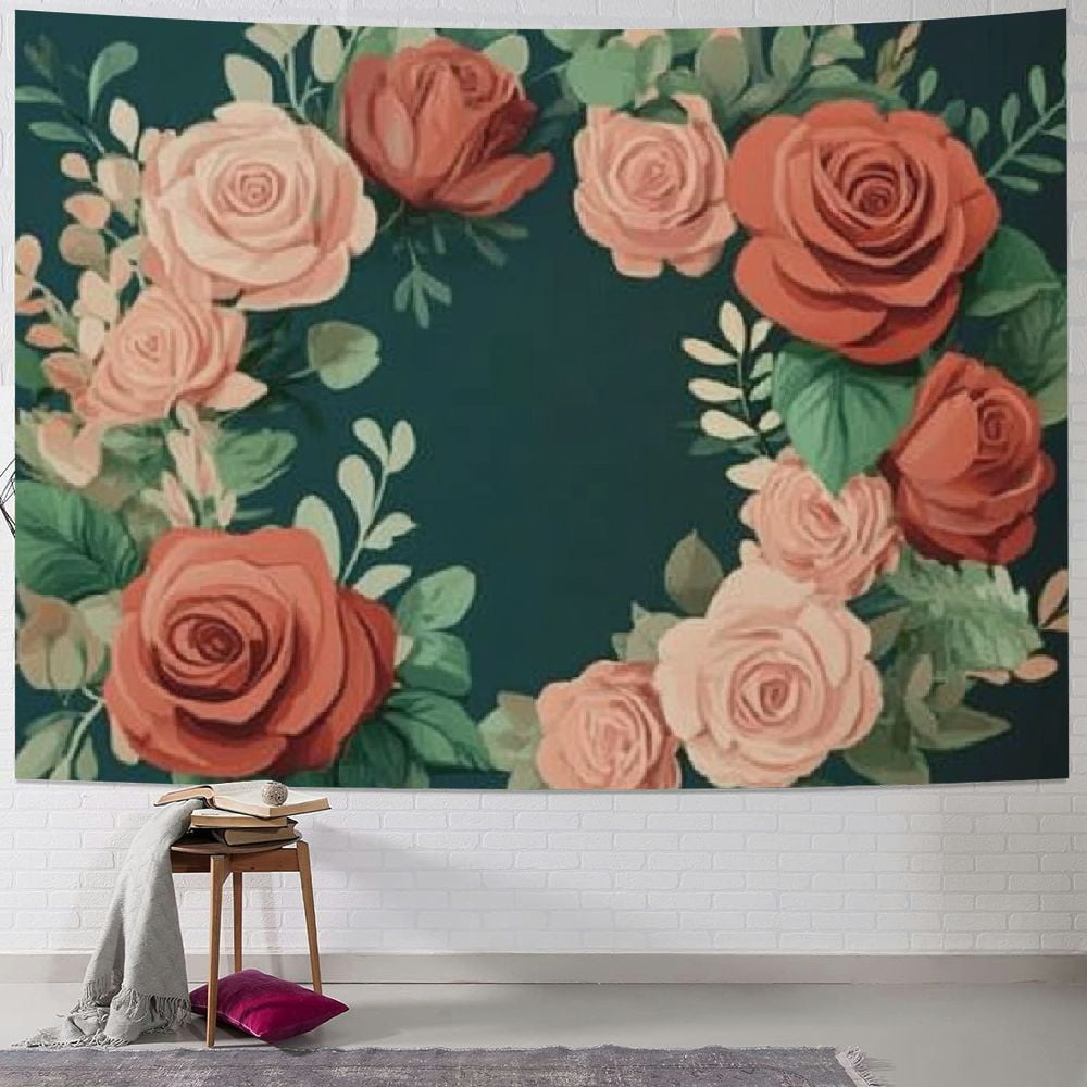 BCIIG Flower Wreath Roses Tapestry Wall Hanging Unique Style Graphic ...