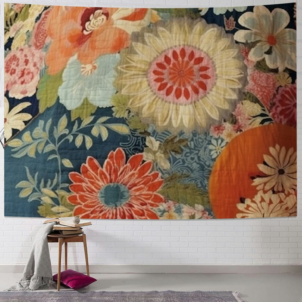 BCIIG Flowered Design Tapestry Wall Hanging Unique Style Graphic ...