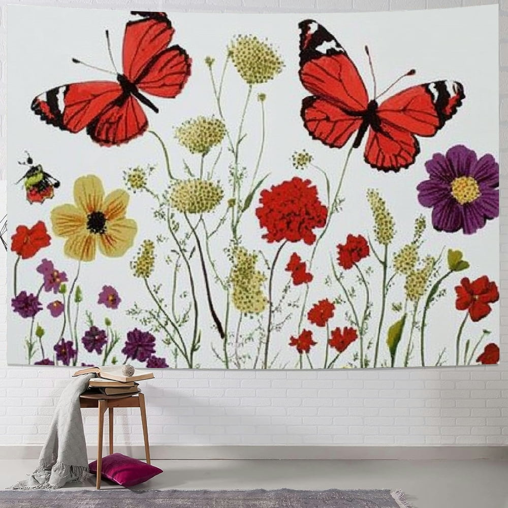 BCIIG Flowers Butterfly Tapestry Wall Hanging Unique Style Graphic ...