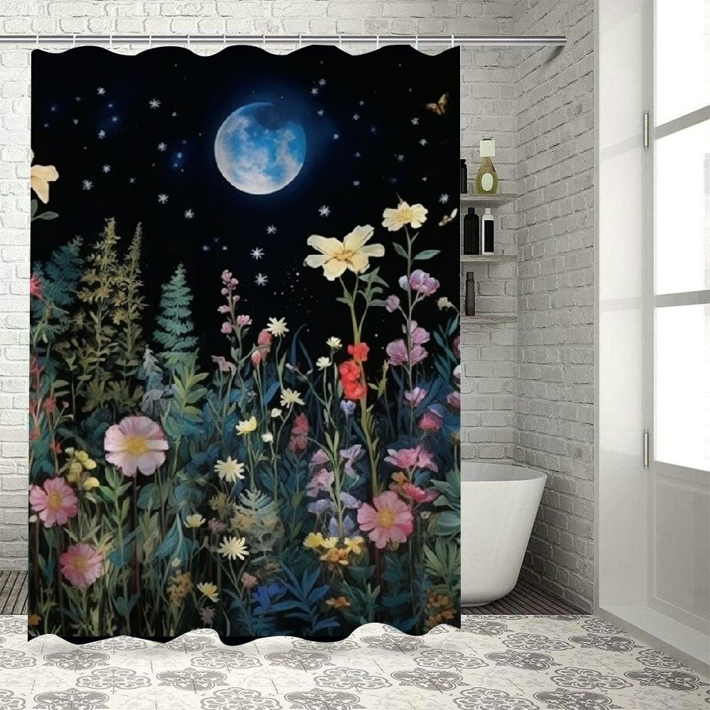 BCIIG Flowers Full Moon Bathroom Decor Set with Hooks, Colorful Luxury ...