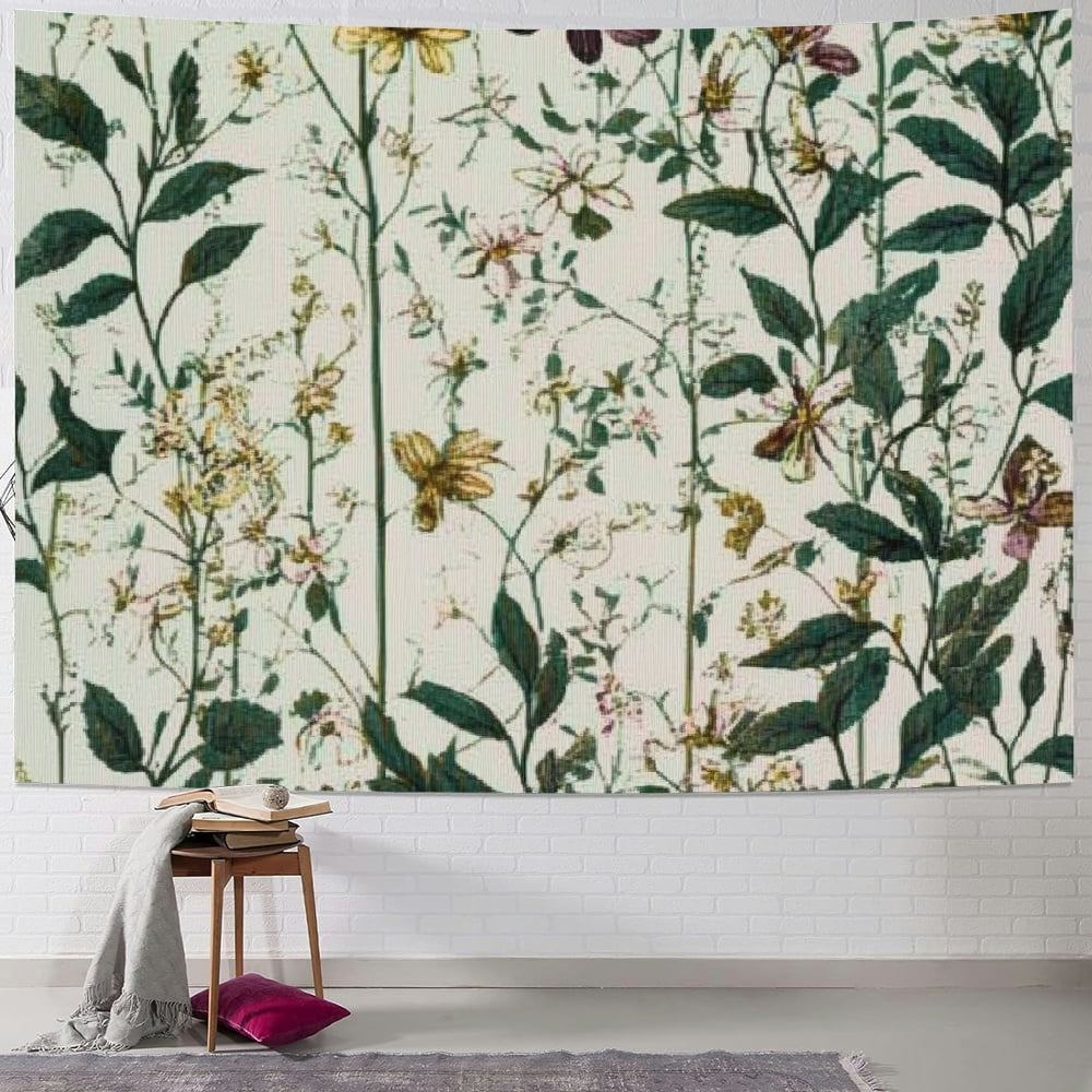 BCIIG Flowers Green Stripe Fine Foliage Tapestry Wall Hanging Unique ...