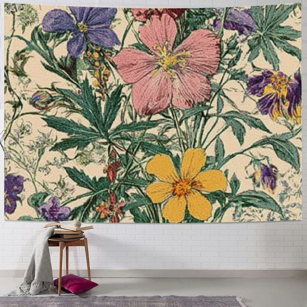 BCIIG Flowers Leaves Book Tapestry Wall Hanging Unique Style for Home ...