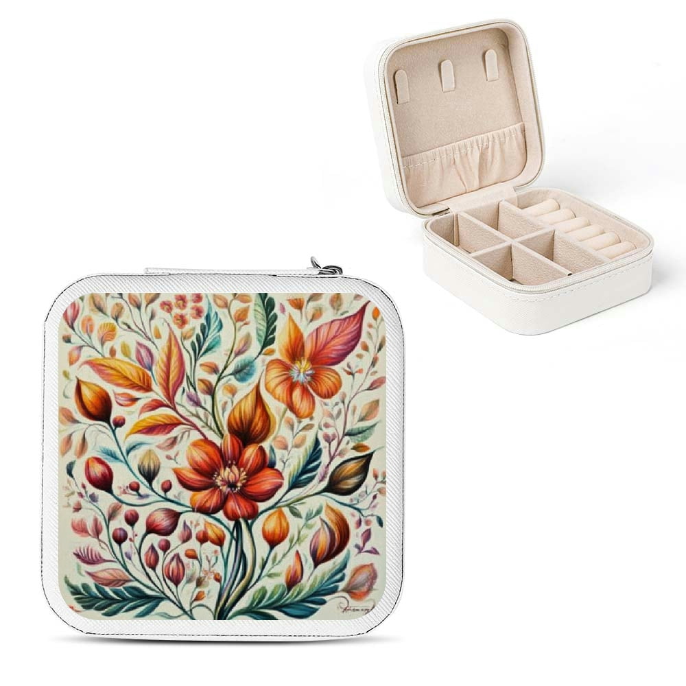 BCIIG Flowers Leaves Detailed Painting Jewelry Box for Necklaces Rings ...
