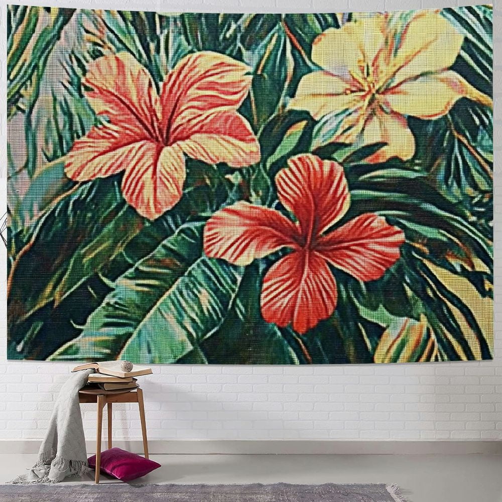 BCIIG Flowers Leaves Jungle Tapestry Wall Hanging Unique Style Graphic ...