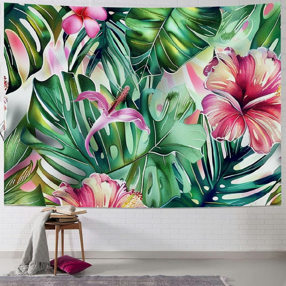 BCIIG Flowers Leaves Tropical Tapestry Wall Hanging Unique Style ...