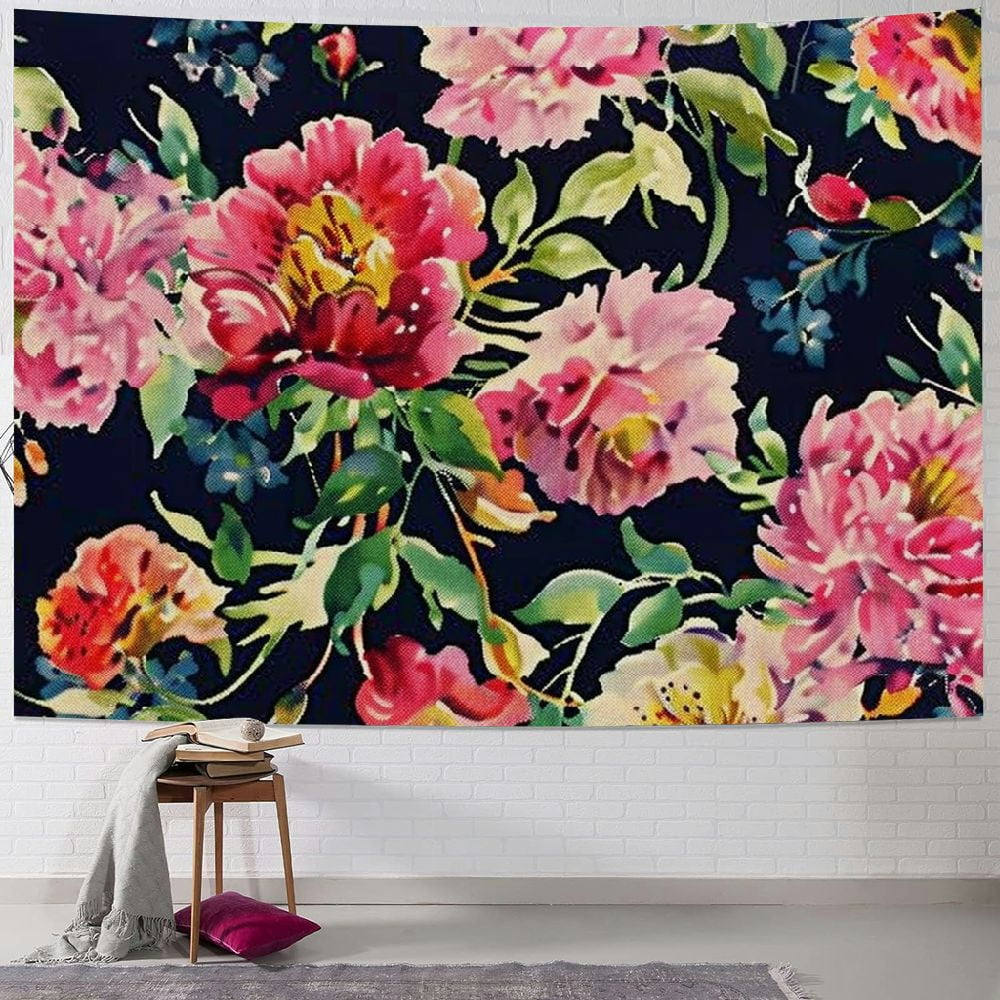 BCIIG Flowers Pattern Tapestry Wall Hanging Unique Style Graphic ...