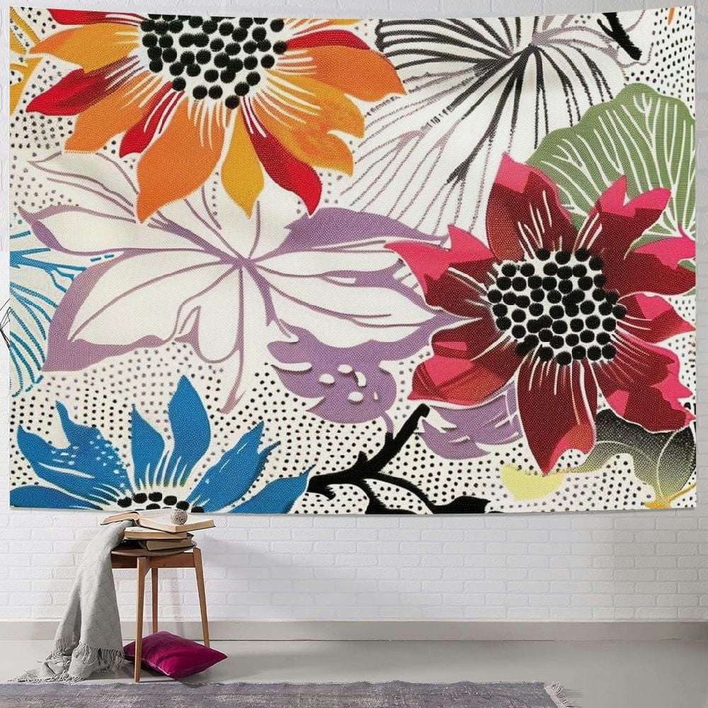 BCIIG Flowers Polka Dot Colorful Tapestry Wall Hanging Unique Style for ...