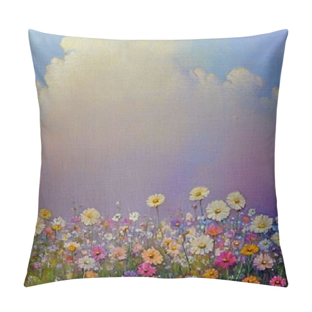 BCIIG Flowers Sky Cloud Graphic Decorative Pillow Cover for Home Living ...