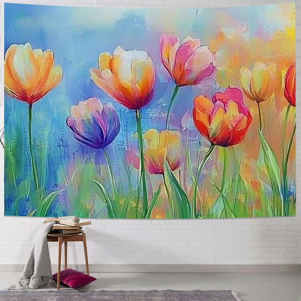 BCIIG Flowers Sky Impressionism Tapestry Wall Hanging Unique Style ...