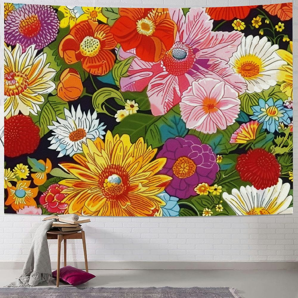 BCIIG Flowers Tapestry Wall Hanging Graphic Tapestries Home Wall Decor ...