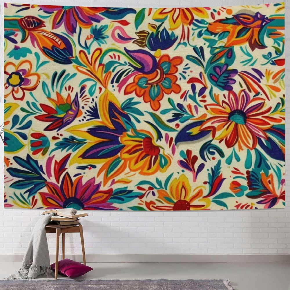 BCIIG Flowers Tapestry Wall Hanging Unique Style Graphic Tapestries ...