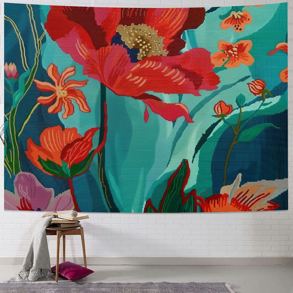 BCIIG Flowers Tapestry Wall Hanging Unique Style Graphic Tapestries ...