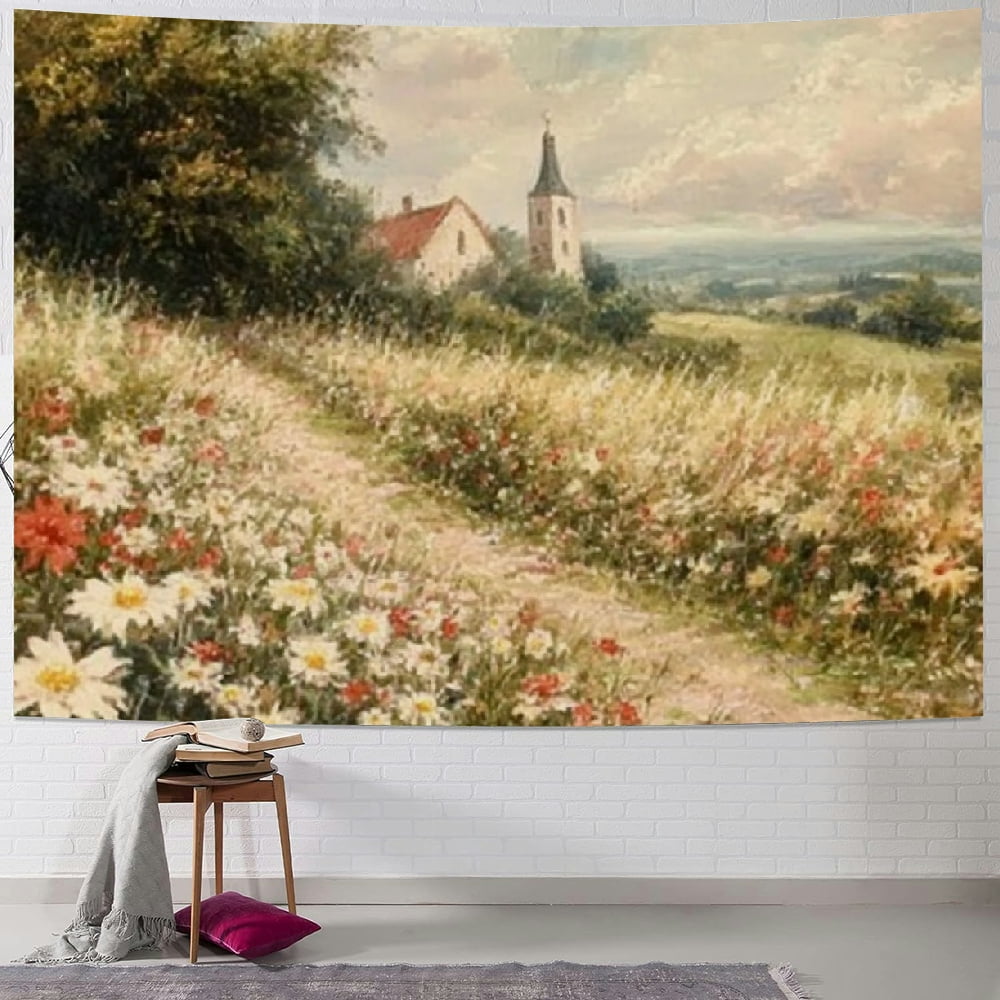 BCIIG Flowers Trees Church Tapestry Wall Hanging Unique Style Graphic ...