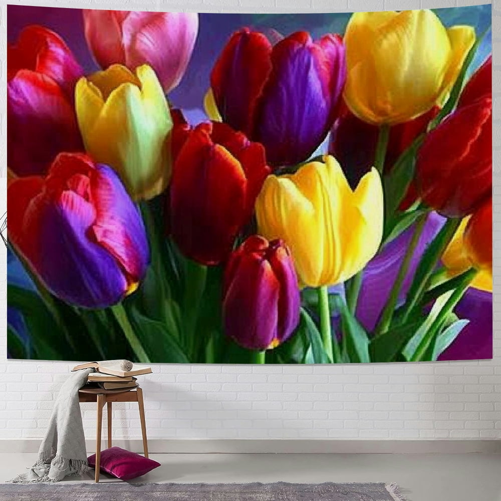 BCIIG Flowers Vase Colorful Tapestry Wall Hanging Unique Style Graphic ...