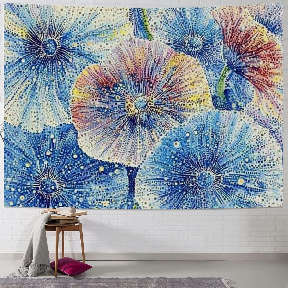 BCIIG Flowers Water Droplets Pointillism Tapestry Wall Hanging Unique ...