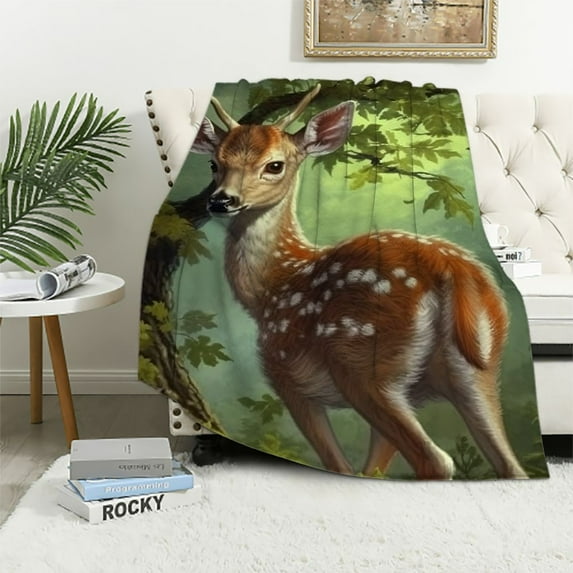 BCIIG Forest Fawn Fleece Blanket for Bed,Cute Fleece Throw Blanket for ...