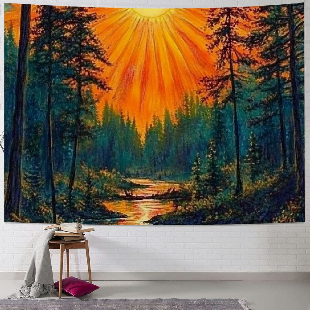 BCIIG Forest Sun Tapestry Psychedelic Nature Tree Tapestry Gable ...