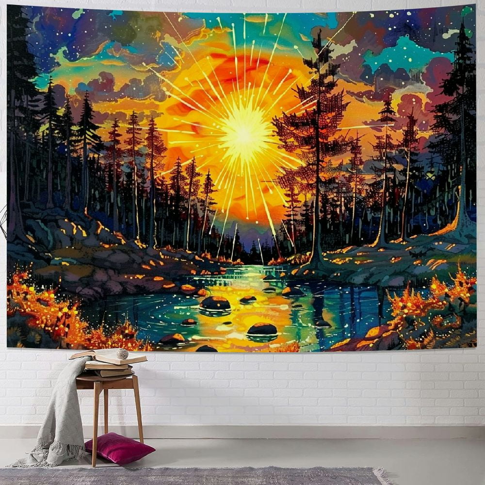 BCIIG Forest Sun Tapestry Trippy Nature Tree Tapestry Hippie Boho ...