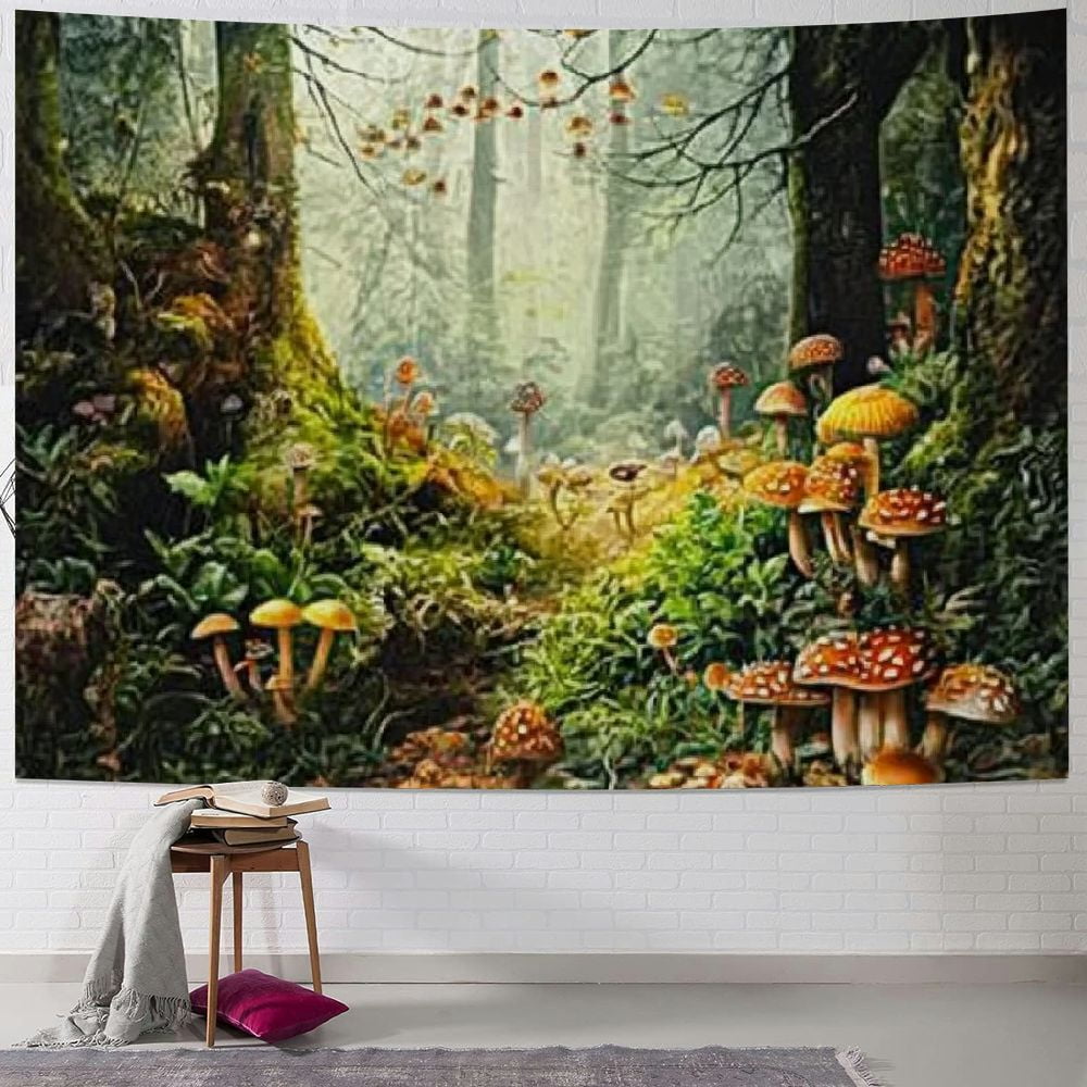 BCIIG Forest Tapestry, Fantasy Enchanted Mushroom Tree House Mysterious ...