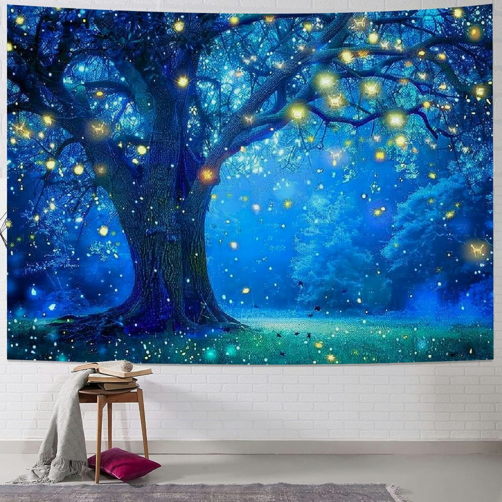 BCIIG Forest Tapestry, Firefly Tapestry for Bedroom, UV Reactive Glow ...