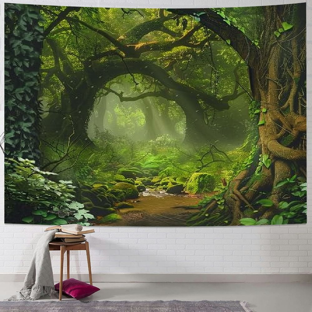 BCIIG Forest Tapestry Nature Tree Cave Tapestry Wall Hanging Misty ...