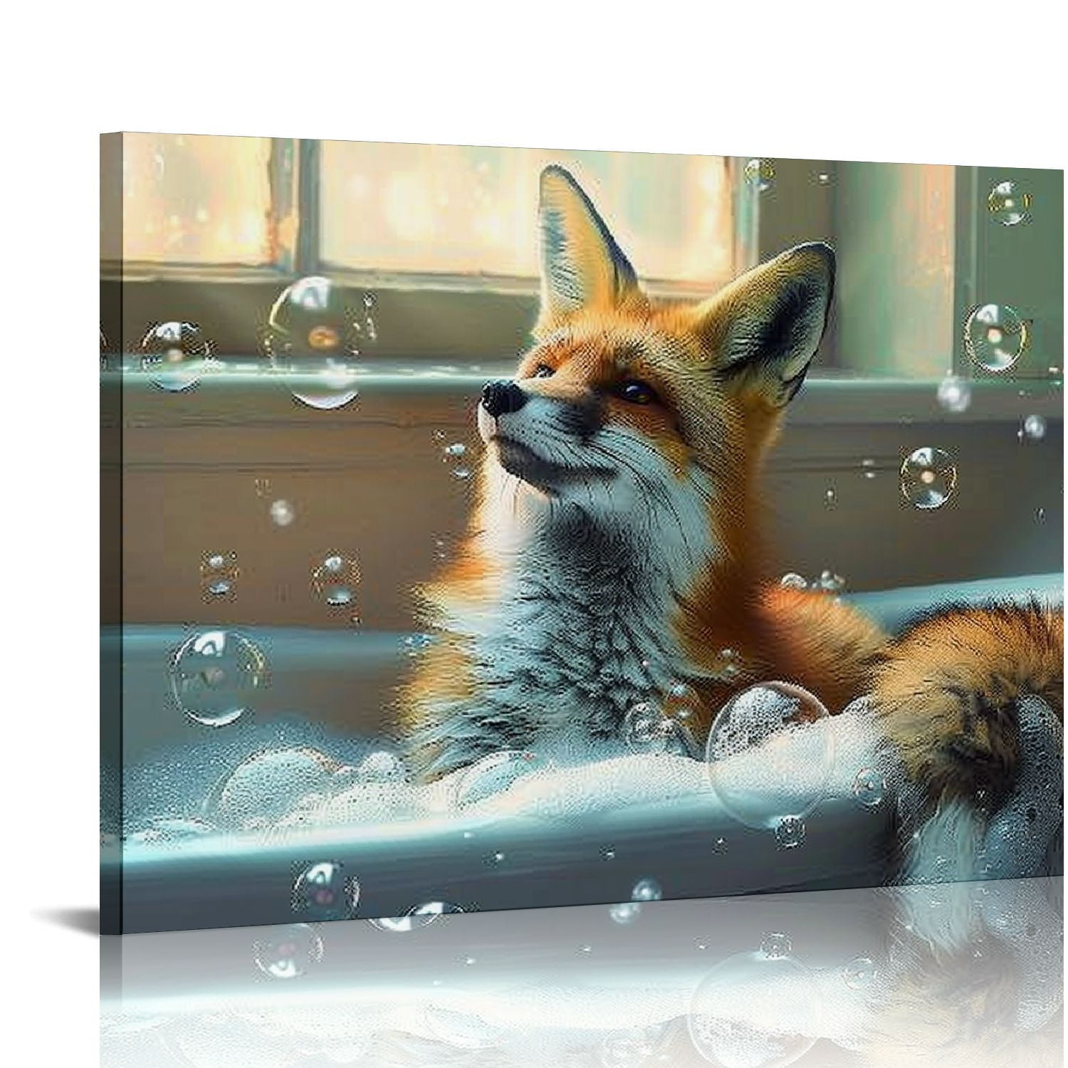 BCIIG Fox Bathroom Wall Art Cute Fox In Bathtub Bathroom Pictures Wall ...