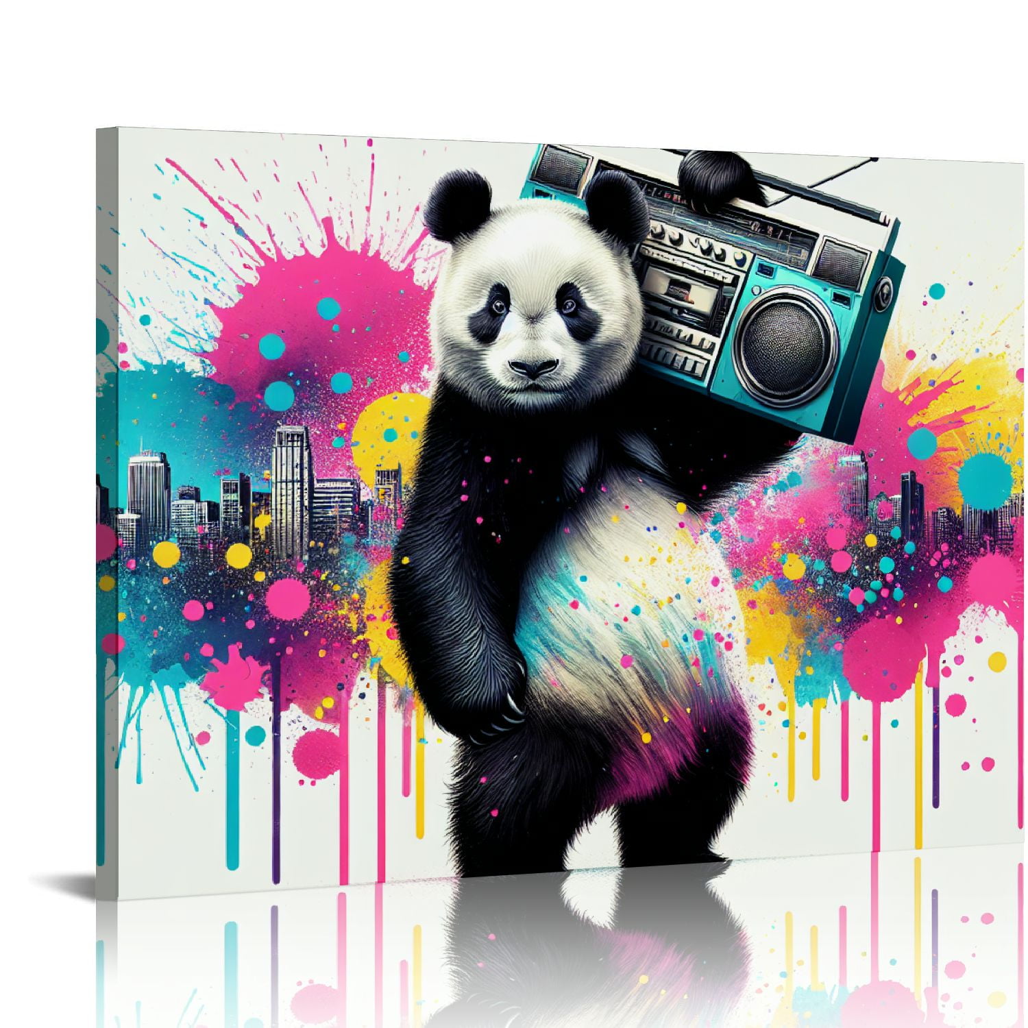 BCIIG Frameless Oil Painting on Canvas Color Panda Spray Paint Modern ...