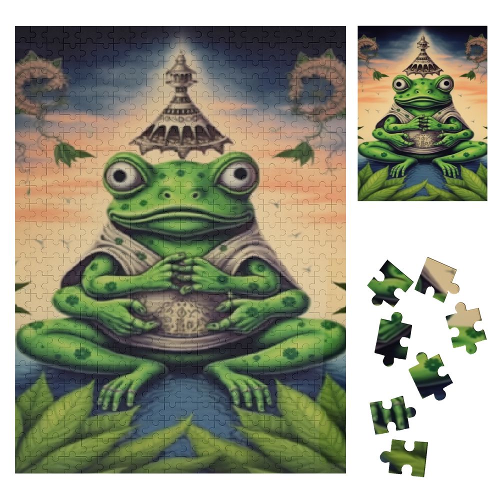 BCIIG Frog Lotus Marijuana Leaf Wooden Jigsaw Puzzle Vertical Style Eco ...