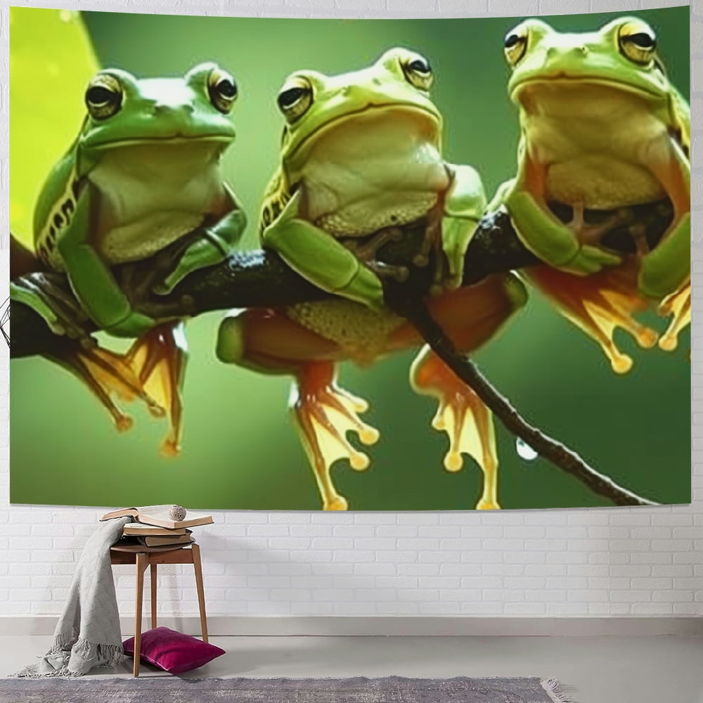 BCIIG Frogs Branch Leaves Tapestry Wall Hanging Unique Style Graphic ...