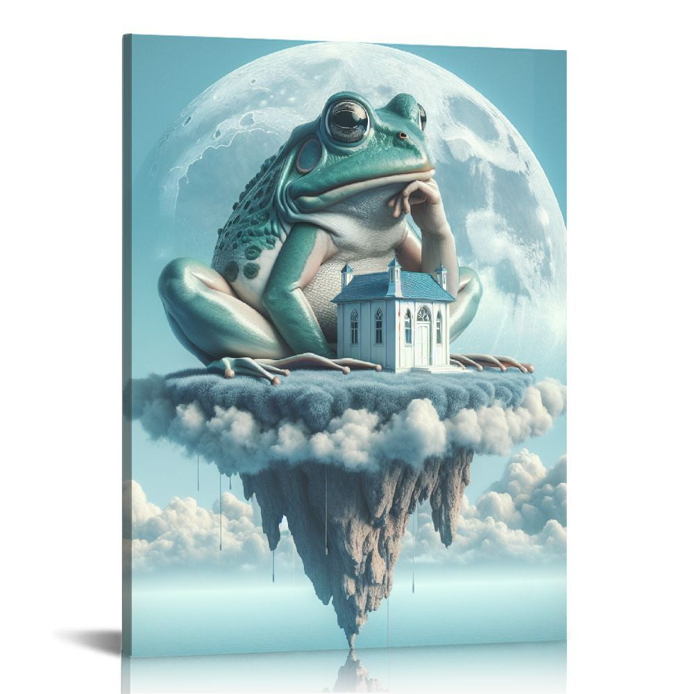 BCIIG Funky Frog Cute Frog Art Print, Modern Frog Painting Nature Wall ...